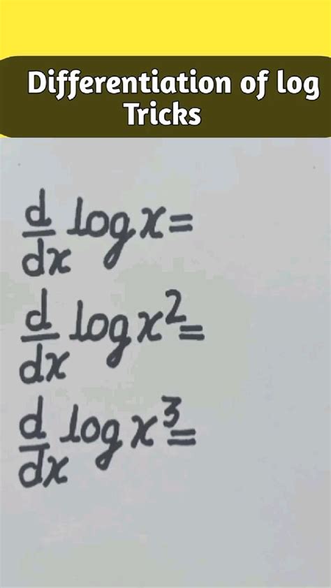 Differentiation Of Log Tricks Math Talk Math Lessons Math Projects