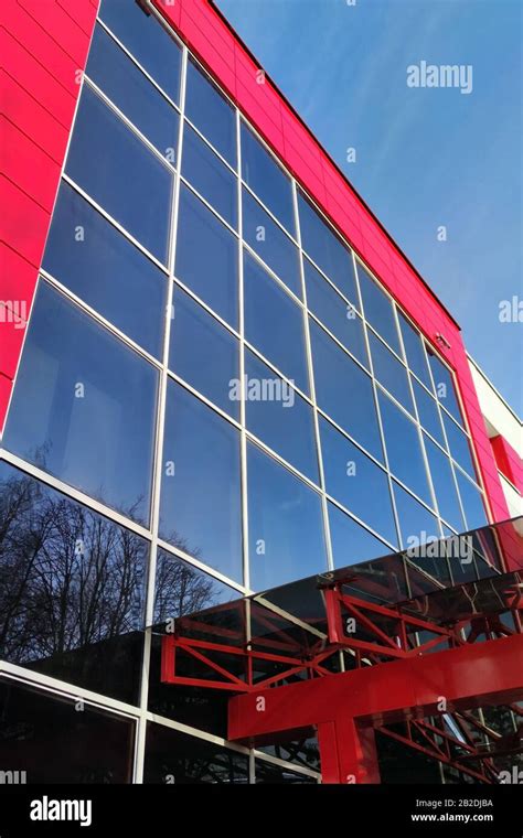 Windows Of A Modern Building Stained Glass Window With A Reflection
