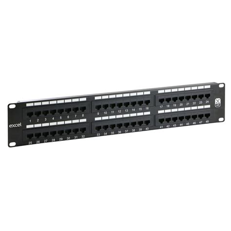 EXCEL Category 6 Unscreened Patch Panel 48 Port 2U Black Rey Lenferna