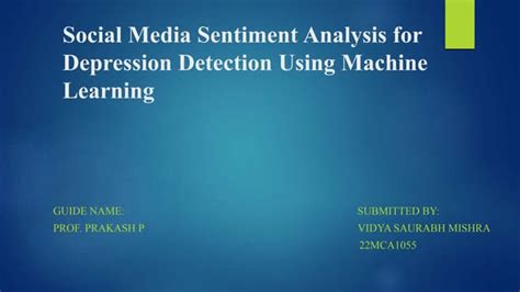 Social Media Sentiment Analysis Fro Depression Detection Using Machine