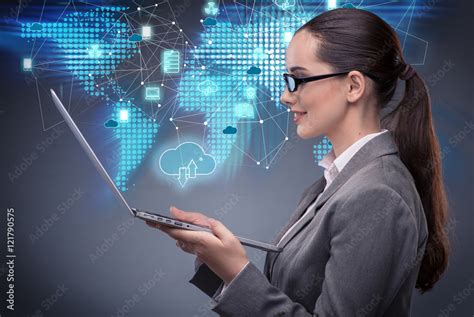 Woman In Cloud Computing Concept Photos Adobe Stock