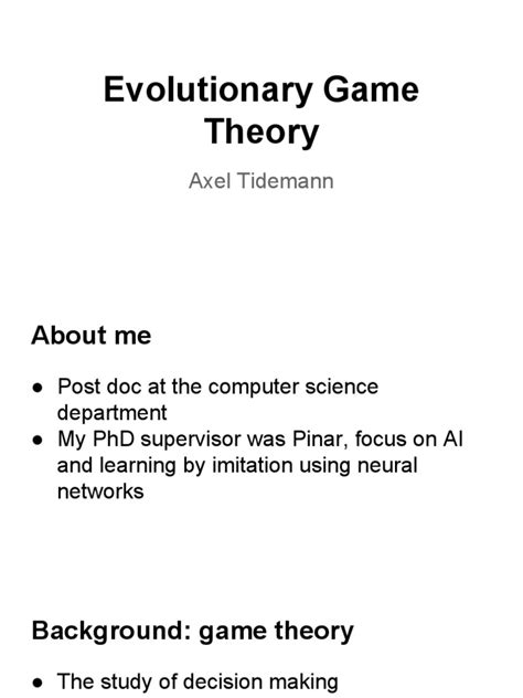 Evolutionary Game Theory Explained Using Hawk Dove Example Pdf Game Theory Economics Of