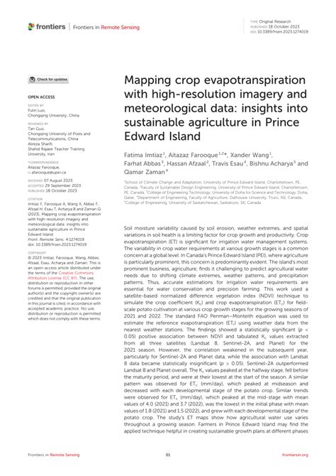 Pdf Mapping Crop Evapotranspiration With High Resolution Imagery And