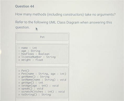 Solved Question 44how Many Methods Including Constructors