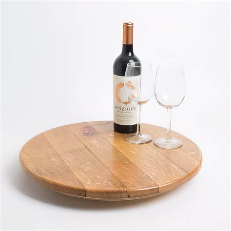 18″ Wine Barrel Lazy Susan With Cooperage Stamp Natural Alpine Wine Design