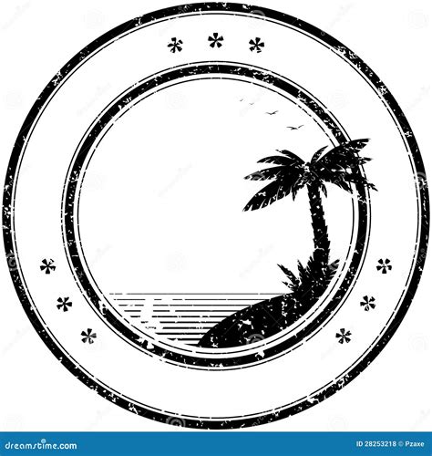 Rubber Vector Stamp With Tropical Palm Tree Stock Vector Image 28253218
