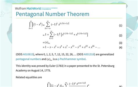 Pentagonal Number Theorem From Wolfram Mathworld
