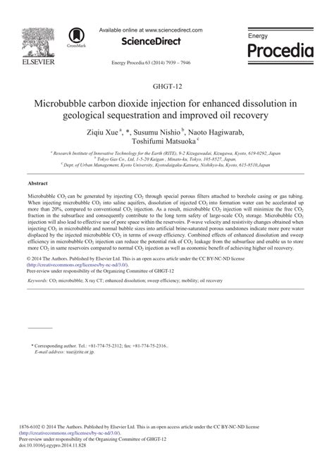 Pdf Microbubble Carbon Dioxide Injection For Enhanced Dissolution In