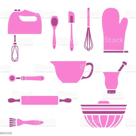Set Of Graphic Baking Supplies Stock Illustration Download Image Now