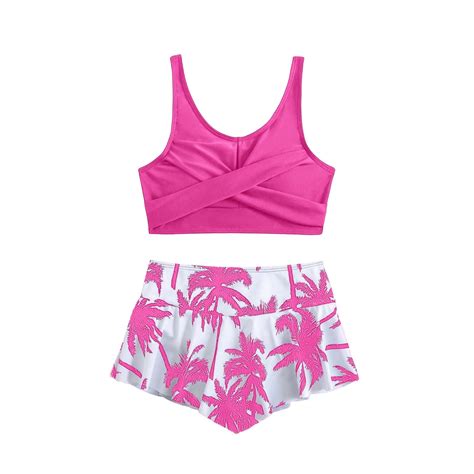 Shadoumai Tween Girls Swimsuit Two Piece Bathing Suit Floral Print