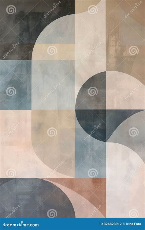 Abstract Art With Textures Overlapping Colors And Shapes In Gray Beige And Brown Tones