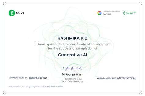 Rashmika K B On Linkedin Generativeai Artificialintelligence Guvi Ai Machinelearning Learning