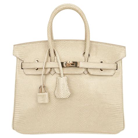 Hermes Birkin Limited Edition 25 Bag Blanc Casse Lizard Gold Hardware