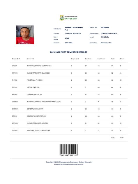 100level 1st Semester Result Pdf Science