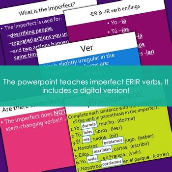 Spanish Imperfect Er And Ir Verbs Lesson El Imperfecto By Miss Senorita