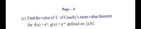 page 4 c find the value of c of cauchy s mean value theorem for f x