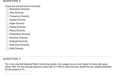 Solved Check The Correct Forms Of Diversity For A Two