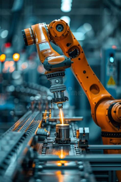 Robotic Arm Demonstrates Industrial Automation Advancements In Precision Work Stock