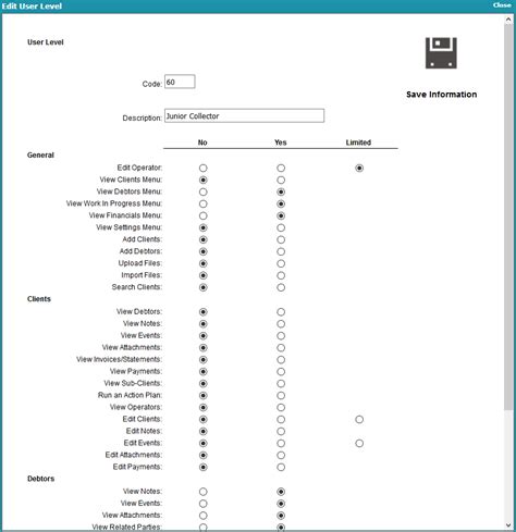 Web Host User Levels Collect Help
