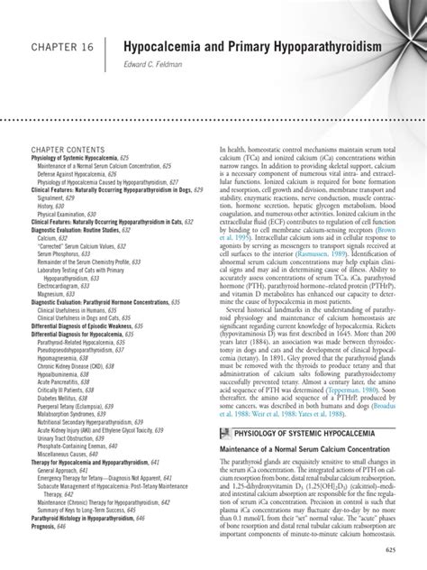 Chapter 16 Hypocalcemia And Primary Hypoparathyroidism Pdf Calcium In Biology Homeostasis