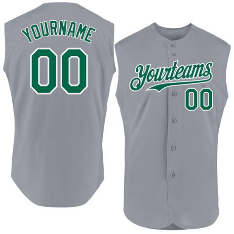 2024 Custom Gray Kelly Green White Authentic Sleeveless Baseball Jersey