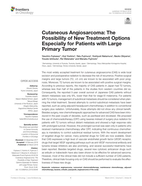 Pdf Cutaneous Angiosarcoma The Possibility Of New Treatment Options
