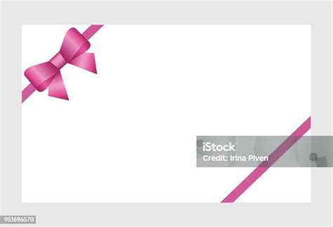 초대장 인사말 또는 선물 카드와 함께 핑크 리본 및 A 활 백색 배경에 선물 상품권 템플릿 텍스트에 대 한 장소입니다 공단에 대한 스톡 벡터 아트 및 기타 이미지 Istock
