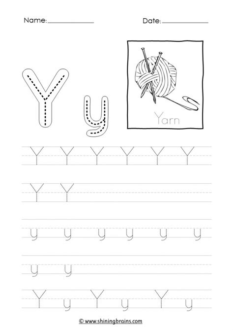 Letter Y Tracing Worksheets Printable Pdf Template