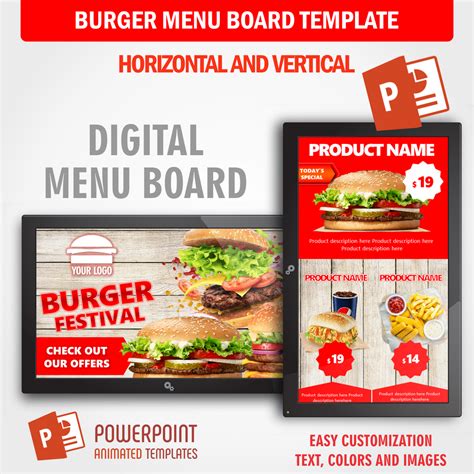 Burger Festival Digital Signage Animated Powerpoint Template Digital Food Menu Board