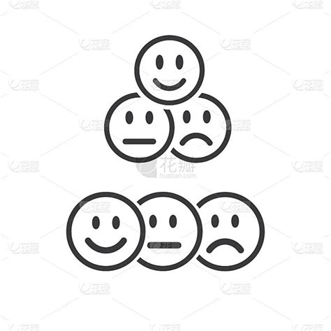 一组正面图标与消极，中性和积极的情绪，矢量，插图。素材 花瓣网