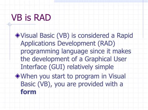 Ppt Understanding Visual Basic Integrated Development Environment
