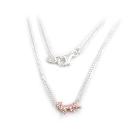 Exclusive Sterling Silver And 18ct Rose Gold Foxy Double Chained Necklace Ruffords Country