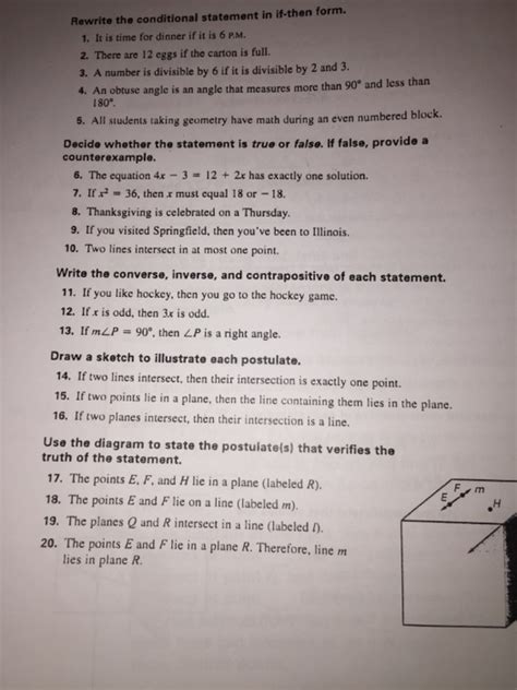 solved rewrite the conditional statement in if then form 1