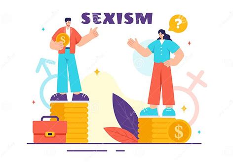 Sexism Vector Illustration Showing Gender Inequality Between Men And
