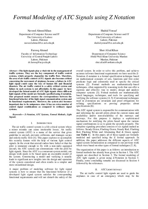 Pdf Formal Modeling Of Atc Signals Using Z Notation