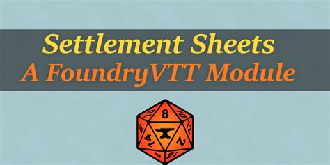 Github Veilzasettlement Sheets A Foundryvtt Module To Help Keep