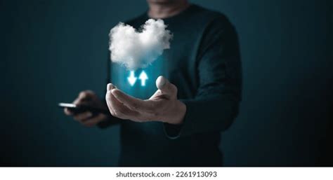 Man Hold Cloud Computing System Diagram Stock Photo Shutterstock
