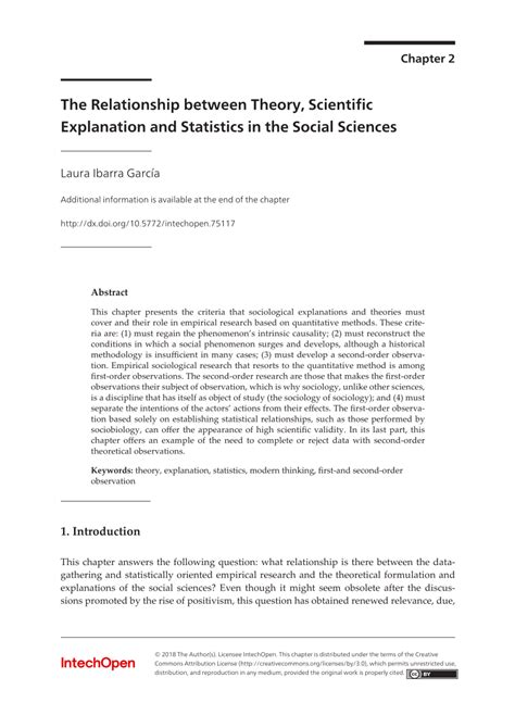 Pdf The Relationship Between Theory Scientific Explanation And Statistics In The Social Sciences