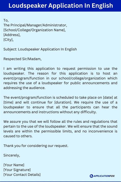 7 Samples Application For Loudspeakers Applicationfox