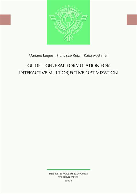 Pdf Glide General Formulation For Interactive Multiobjective Optimization