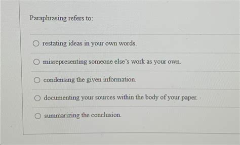 Solved Paraphrasing Refers Torestating Ideas In Your Own