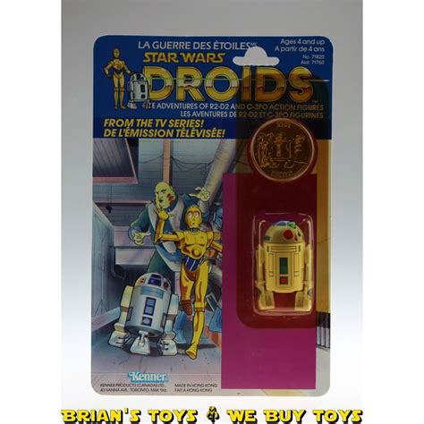 Vintage Kenner Star Wars Carded Droids R2 D2 Action Figure C1 Yellow