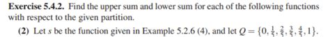 solved exercise 5 4 2 find the upper sum and lower sum for