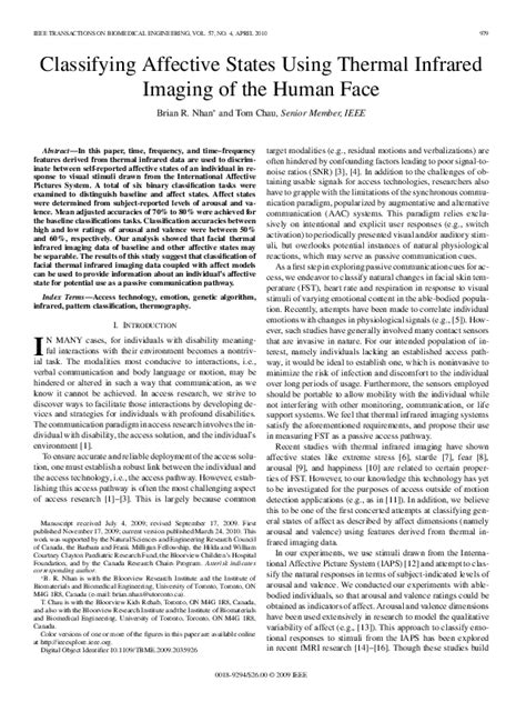 pdf classifying affective states using thermal infrared imaging of