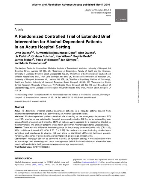 Pdf A Randomized Controlled Trial Of Extended Brief Intervention For