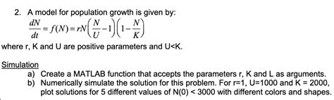 Solved Answer In Matlab Code A Model For Population Solved Answer In Matlab Code A Model For Population