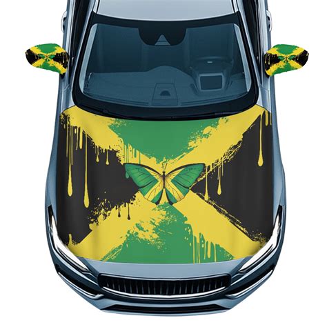 Yuyamidu Jamaican Flag Side View Mirror Covers For Sedan Car Hood Cover
