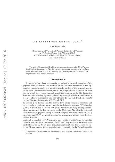 Pdf Discrete Symmetries Cp T Cpt