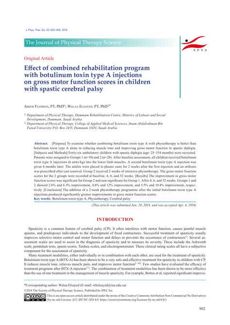 Pdf Effect Of Combined Rehabilitation Program With Botulinum Toxin
