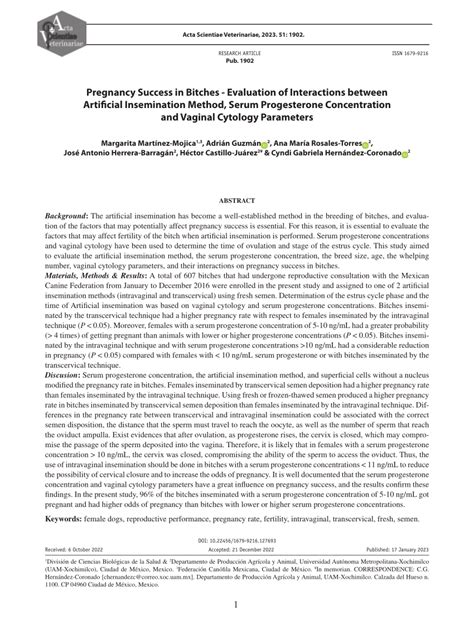 Pdf Pregnancy Success In Bitches Evaluation Of Interactions Between